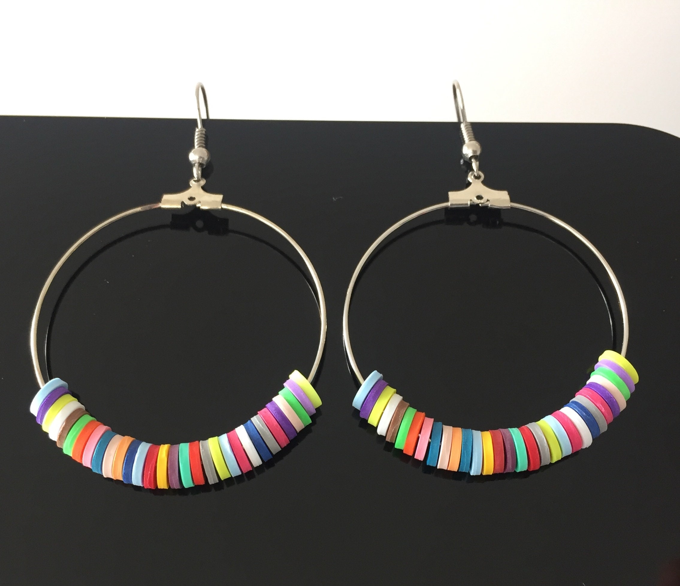 Colorful Earrings Multi Color Earrings Hoop Earrings Round | Etsy