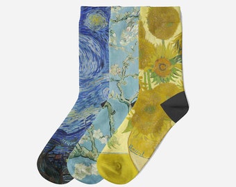 Van Gogh Socks, Sunflowers Socks, Starry Night Socks, Art Socks, Artist ...