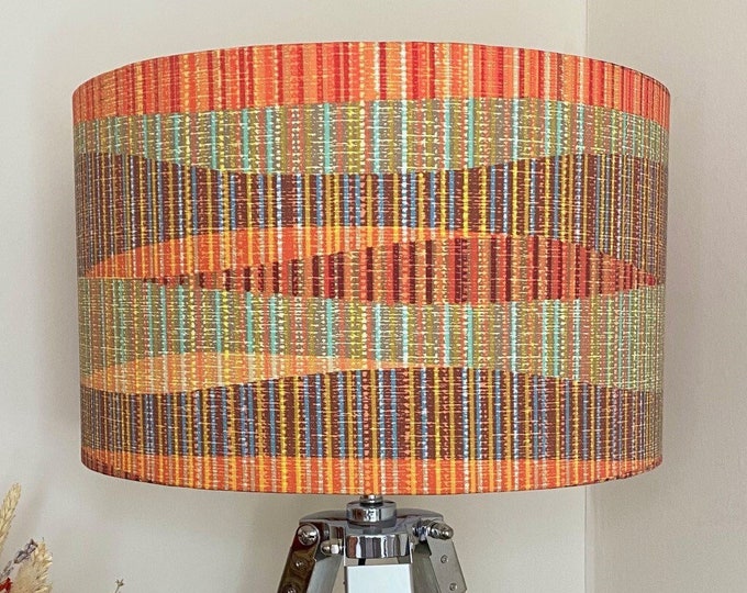 Mid Century Modern Abstract Lamp Shade Orange Olive Gold Price ...
