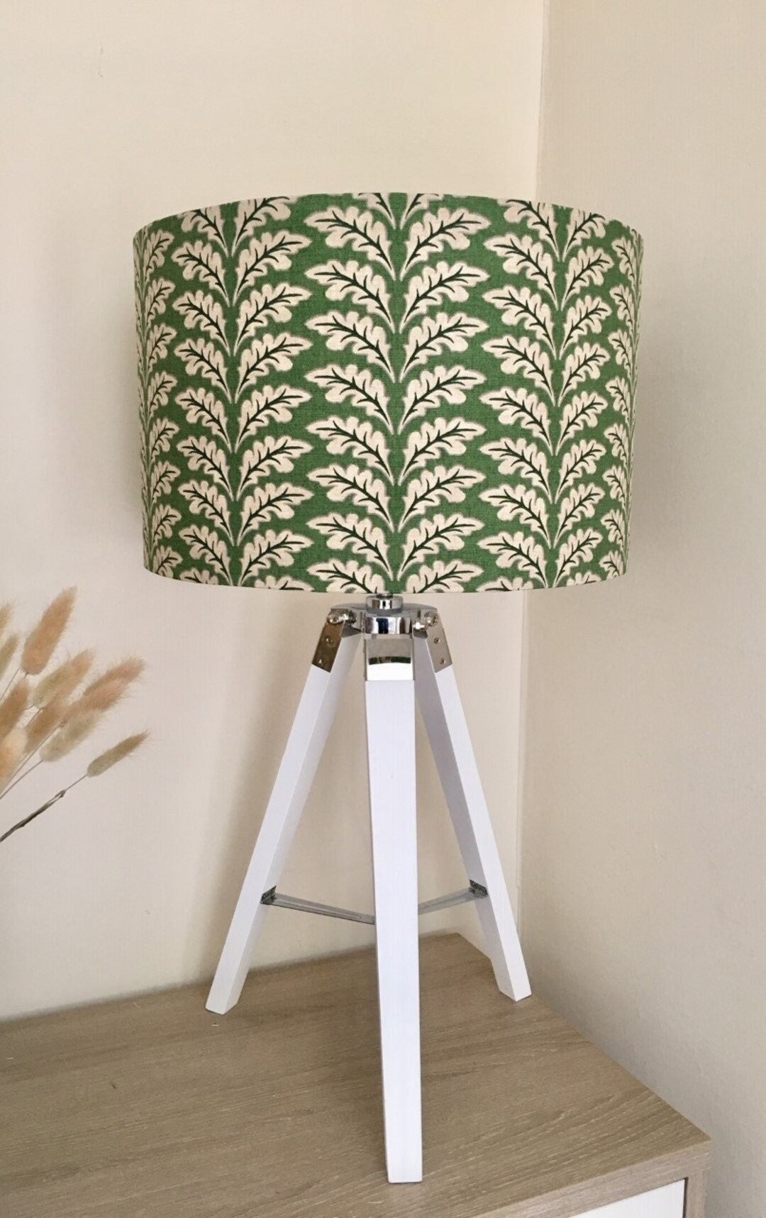 FOREST LEAF GREEN Lampshade, Woven Cotton Handmade Lampshade, Designer ...