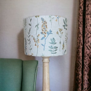 EMBROIDERED MEADOW FLOWER Lampshade, Handmade Linen Lampshade, Designer ...