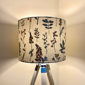 EMBROIDERED MEADOW FLOWER Lampshade, Handmade Linen Lampshade, Designer ...