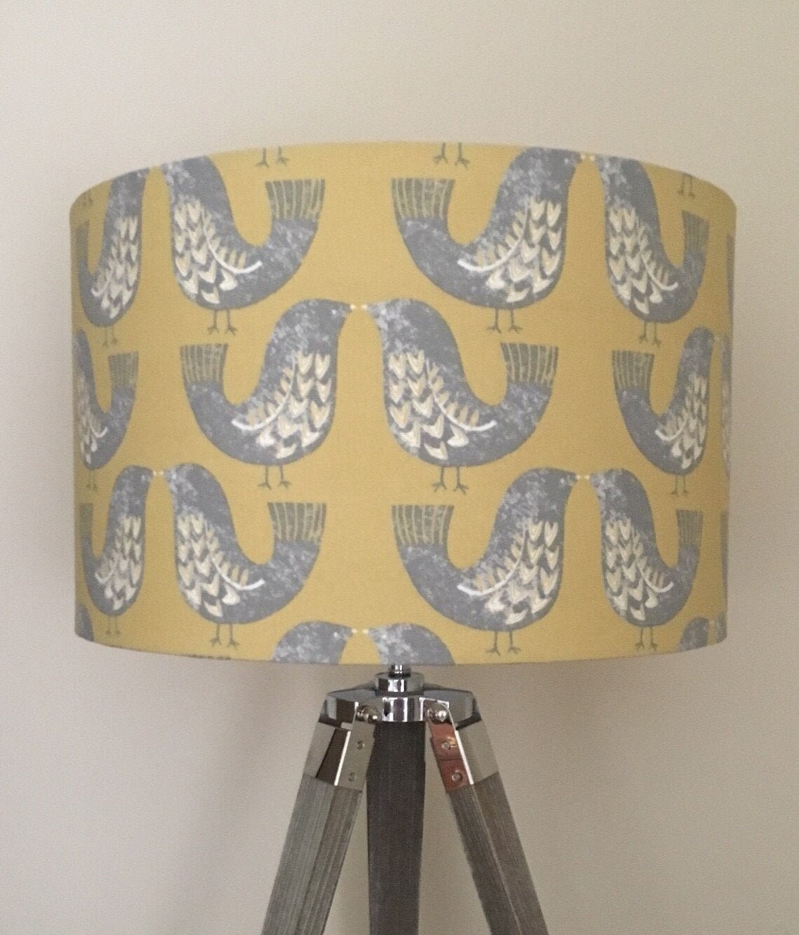 SCANDI BIRD LAMPSHADE Handmade Lampshade Grey/yellow Bird - Etsy