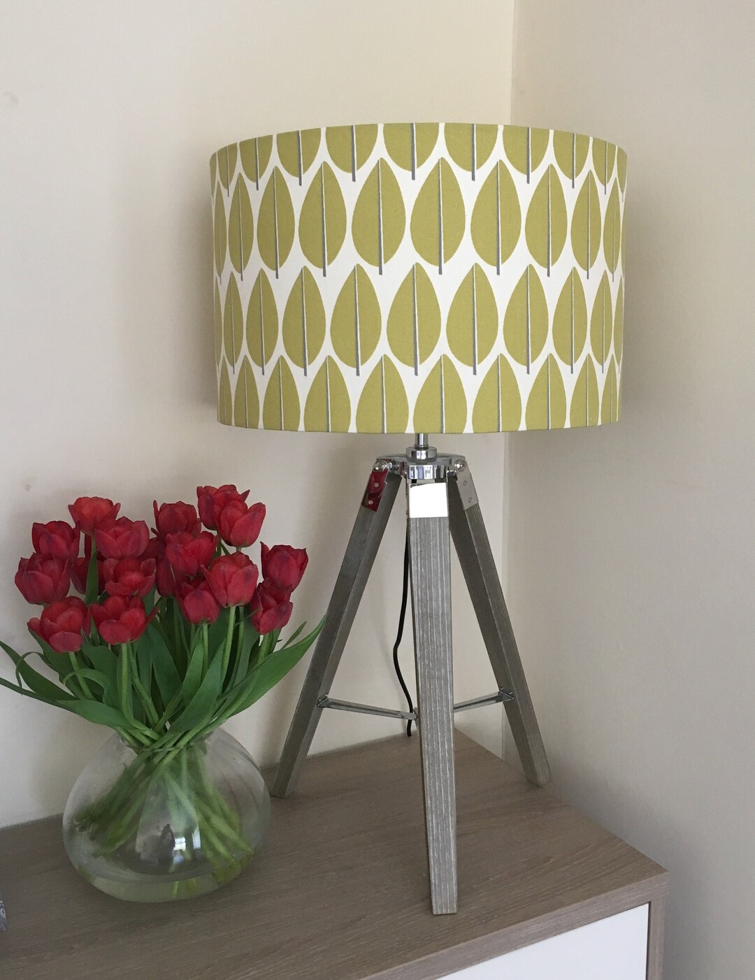 SCANDI LEAF LAMPSHADE, Olive Green Lampshade, Handmade Lampshade ...