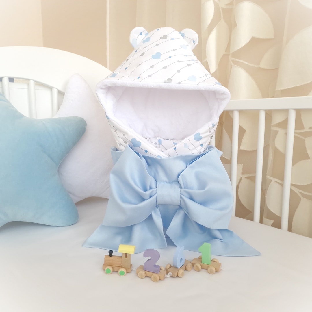 Coming Home Baby Blanket With Hood, Blanket Envelope With Bow, Newborn ...