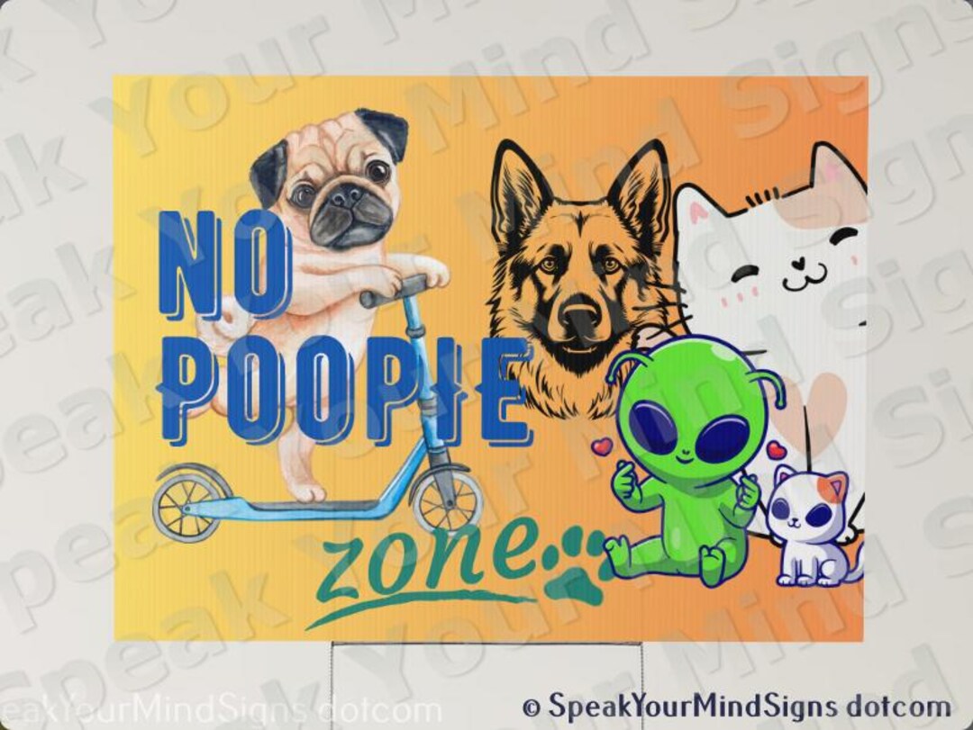 Funny No Poopy Poop Zone Yard Sign - Dog Poop Warning - Humor With ...