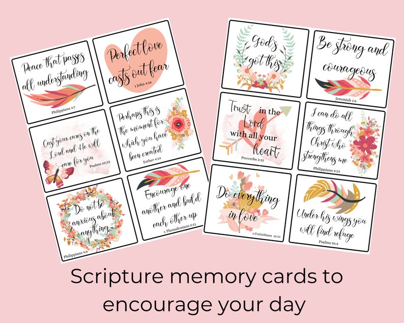 Boho Encouragement Cards, Scripture Memory Cards, Positive Affirmation ...