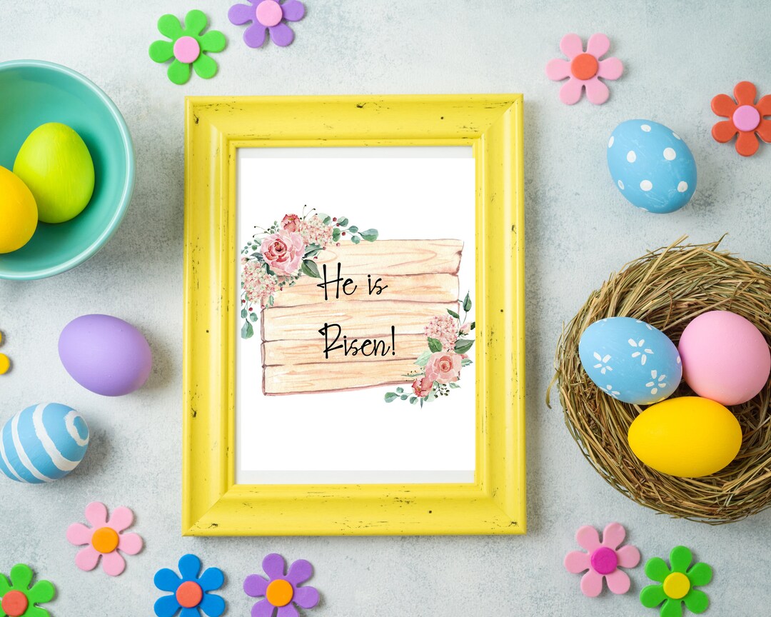 He is Risen Scripture Printable, Easter Printable Wall Decor, Wood ...