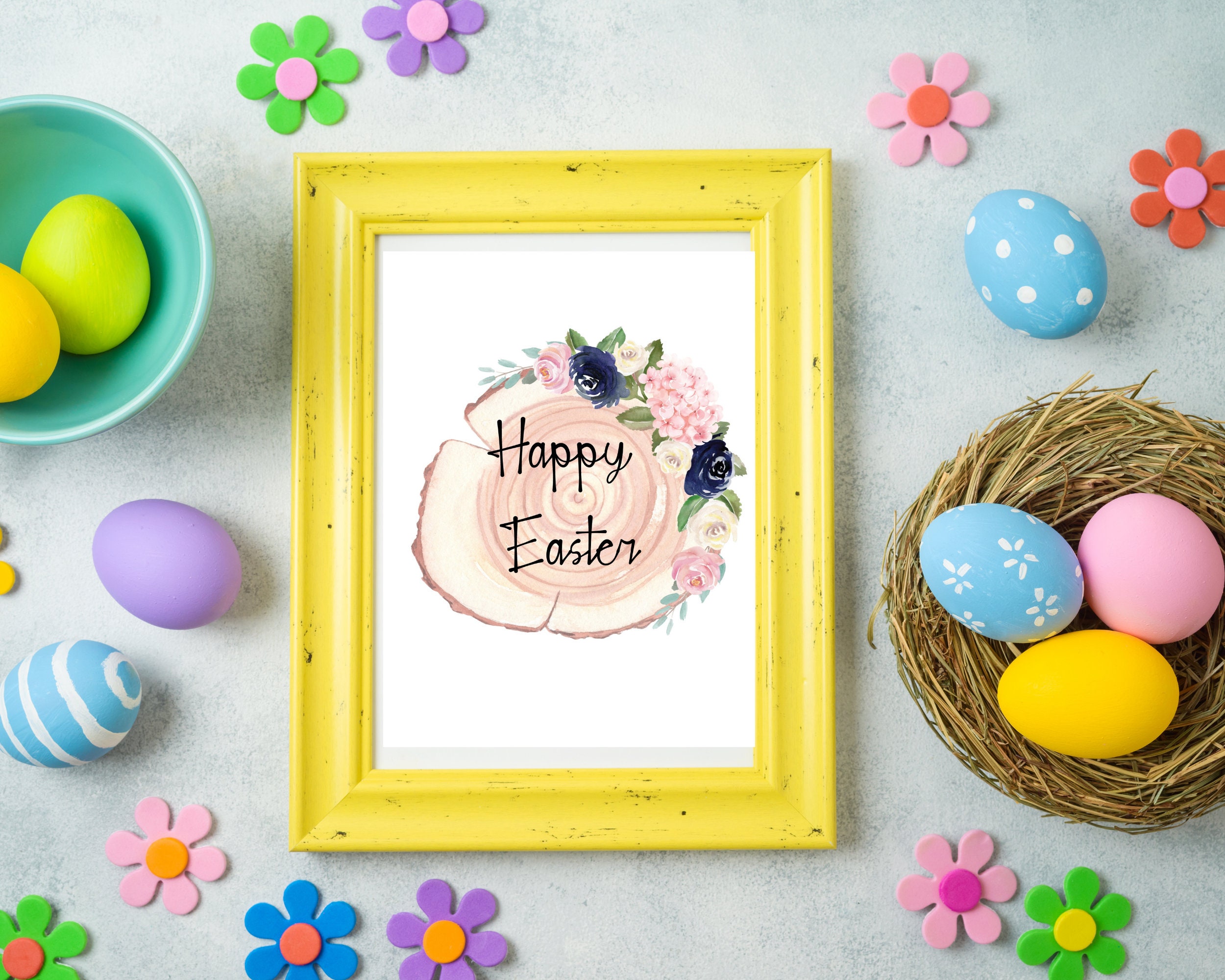 Happy Easter Farmhouse Wall Art, Happy Easter Wall Decor, Wood Slice ...