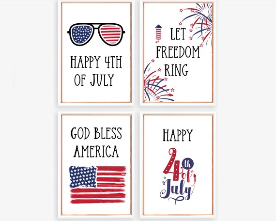 Wall Hangings 4th Of July Decor God Bless America Printable Watercolor