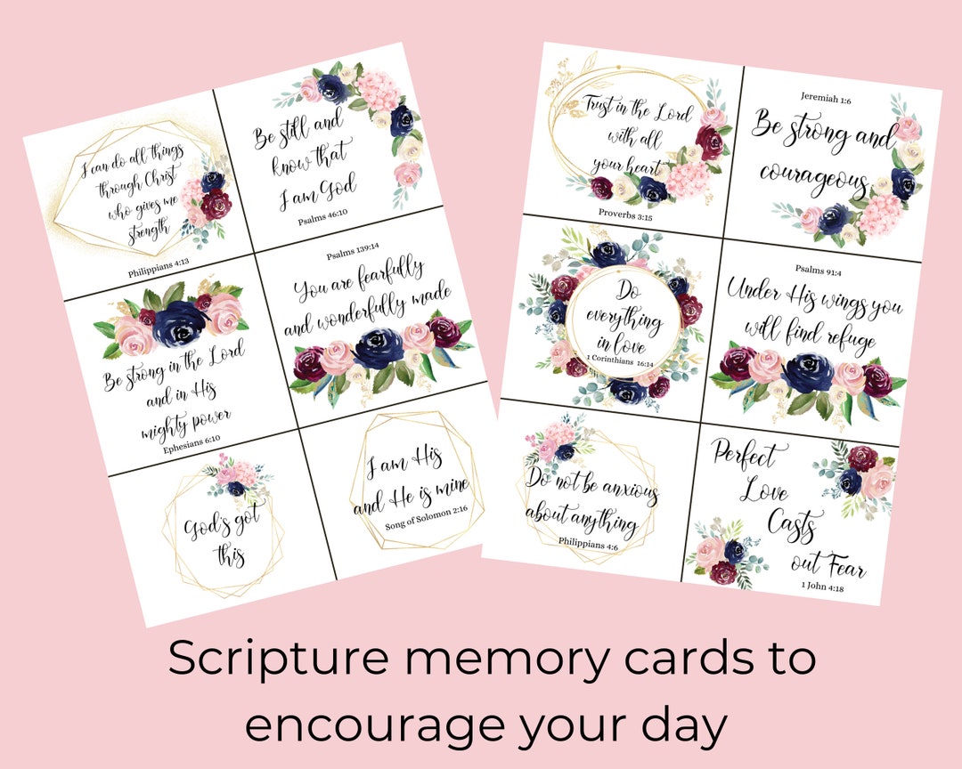 Printable Faith Affirmation Cards, Scripture Memory Cards, Christian ...