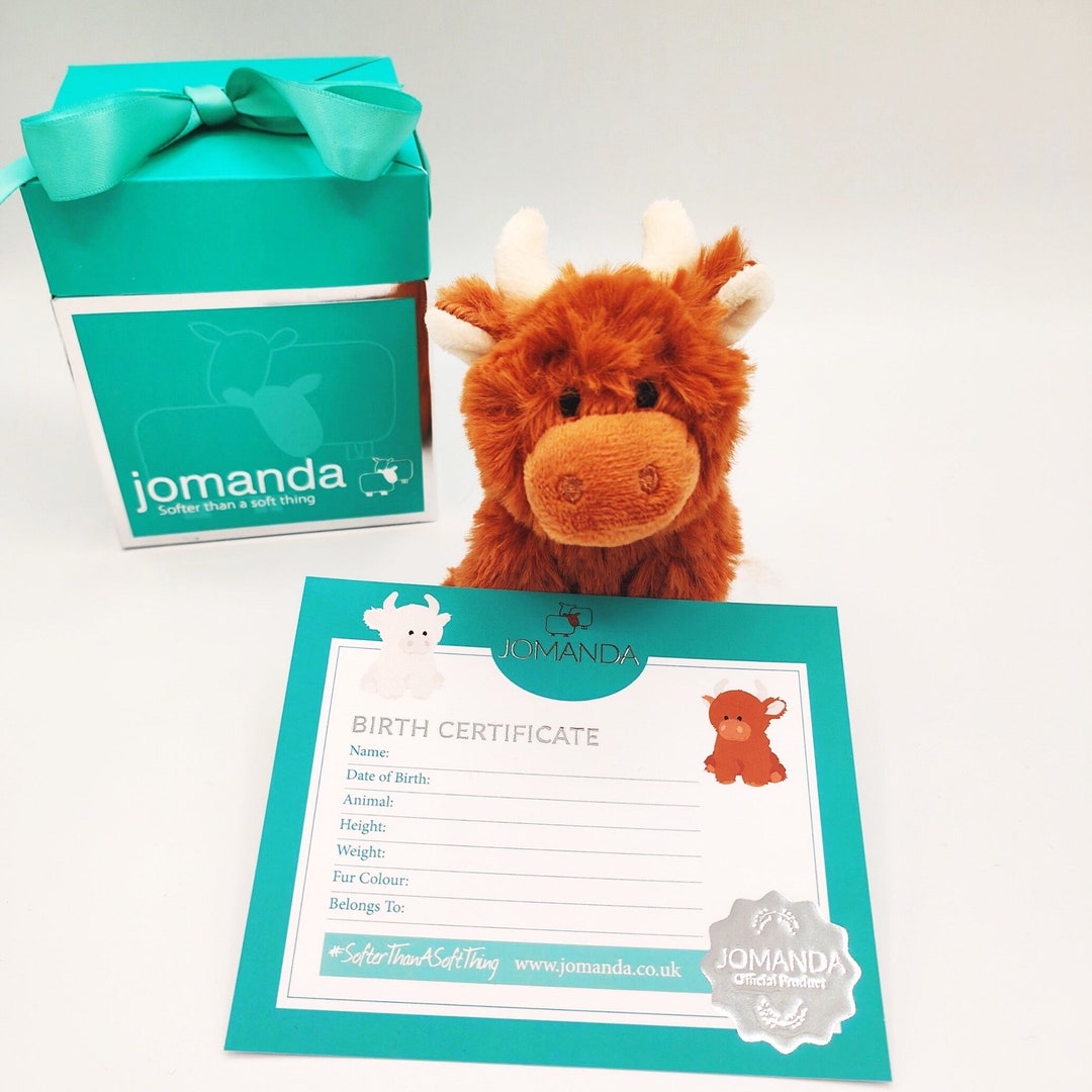 Mini Highland Cow Plush Soft Toy in Pop up Box CE/UKCA With Cute Birth ...