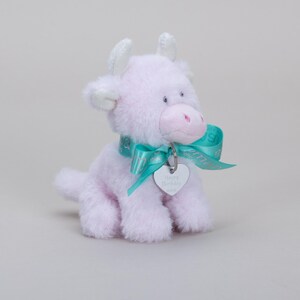 Personalised Mini Baby Pink Highland Cow Plush Soft Toy in Pop up Box ...
