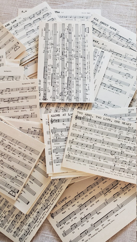 15 Vintage 1940's Tuneadex Sheet Music Index Cards for | Etsy