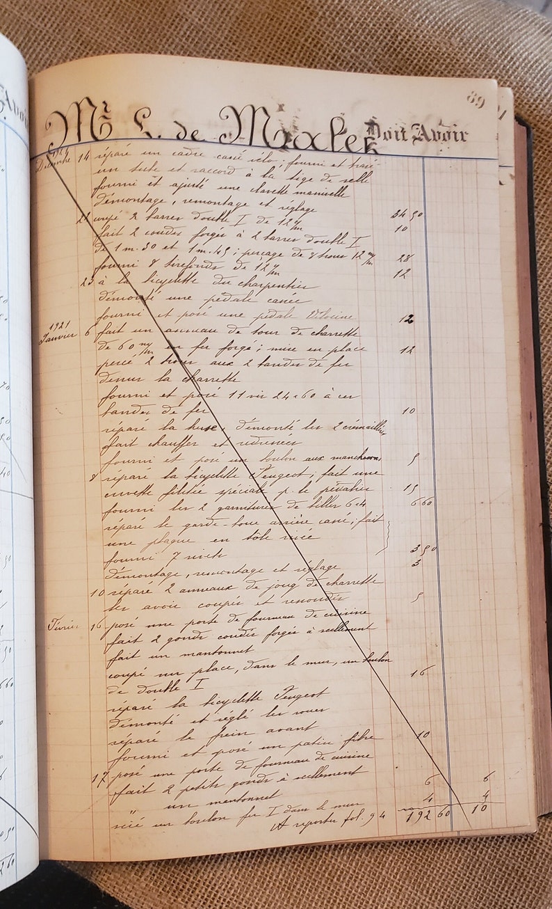 Antique French Large Handwritten Header Ledger Pages Beautiful - Etsy