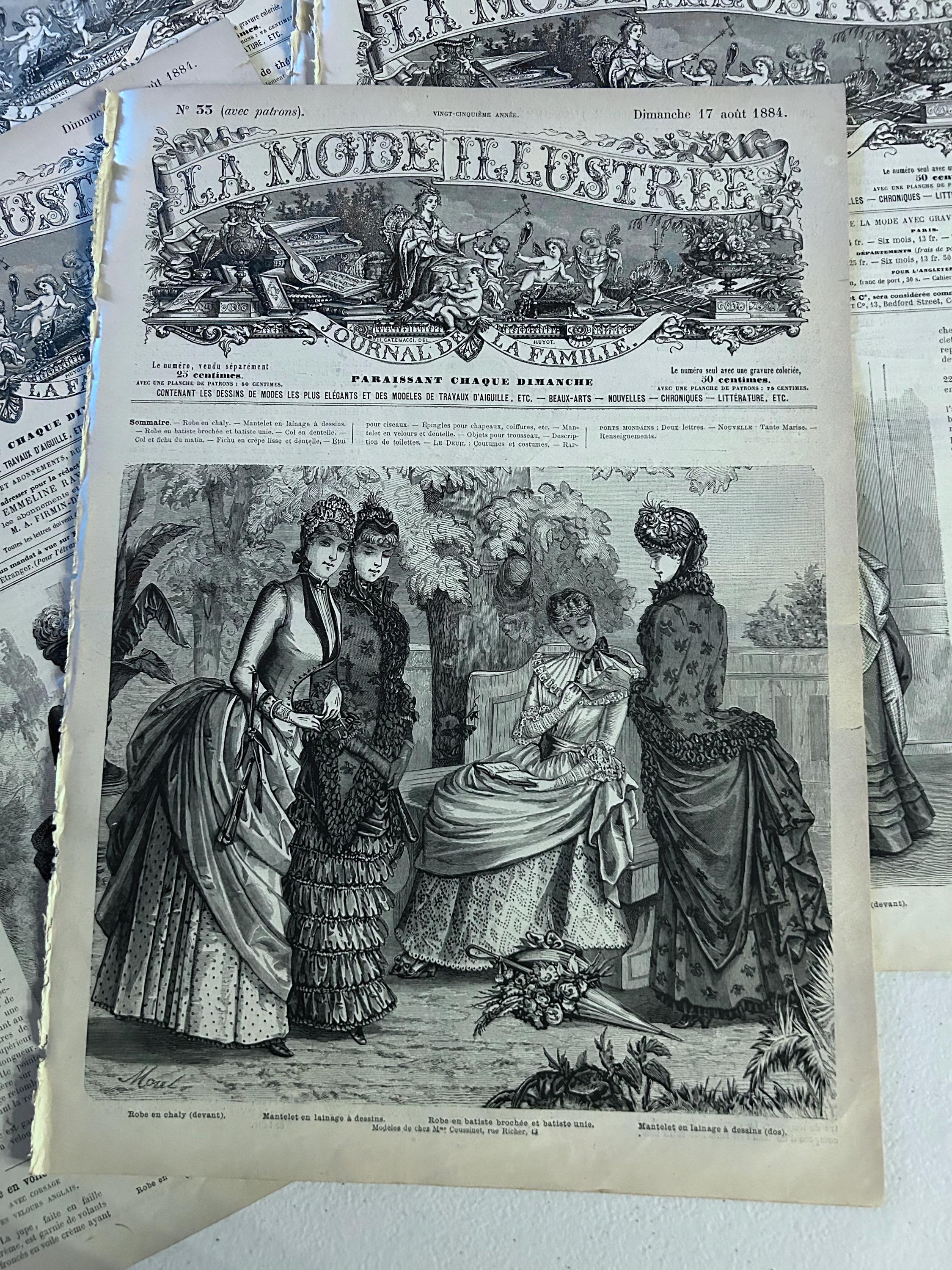 Antique French La Mode Illustree Woman’s Fashion Magazine Large Pages ...