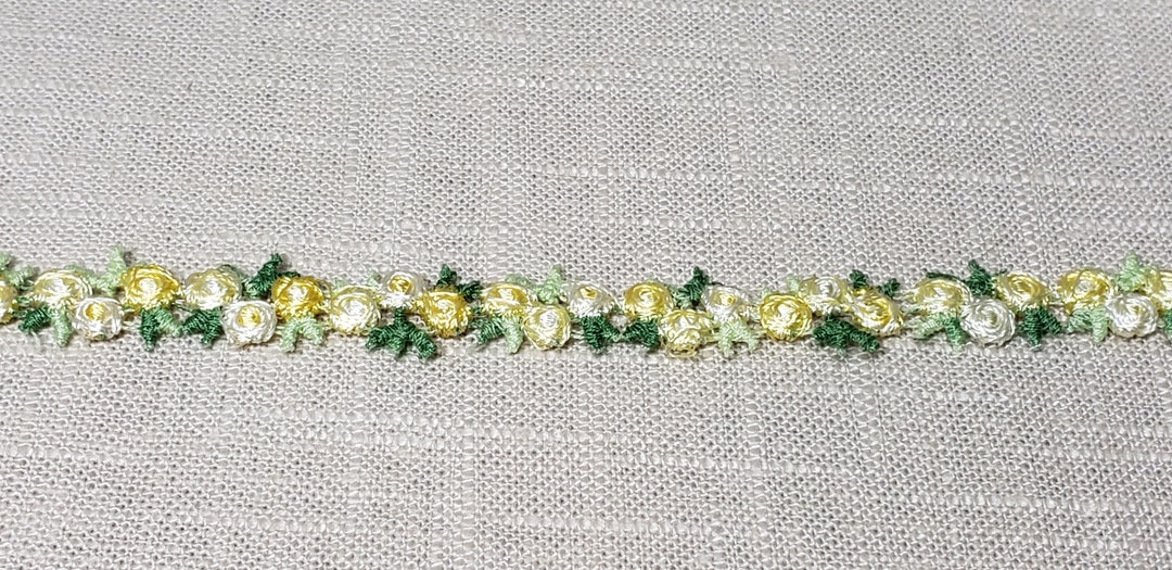Vintage Yellow Floral Lace Trim, 5/8" Scalloped Edge - USA Made - Etsy