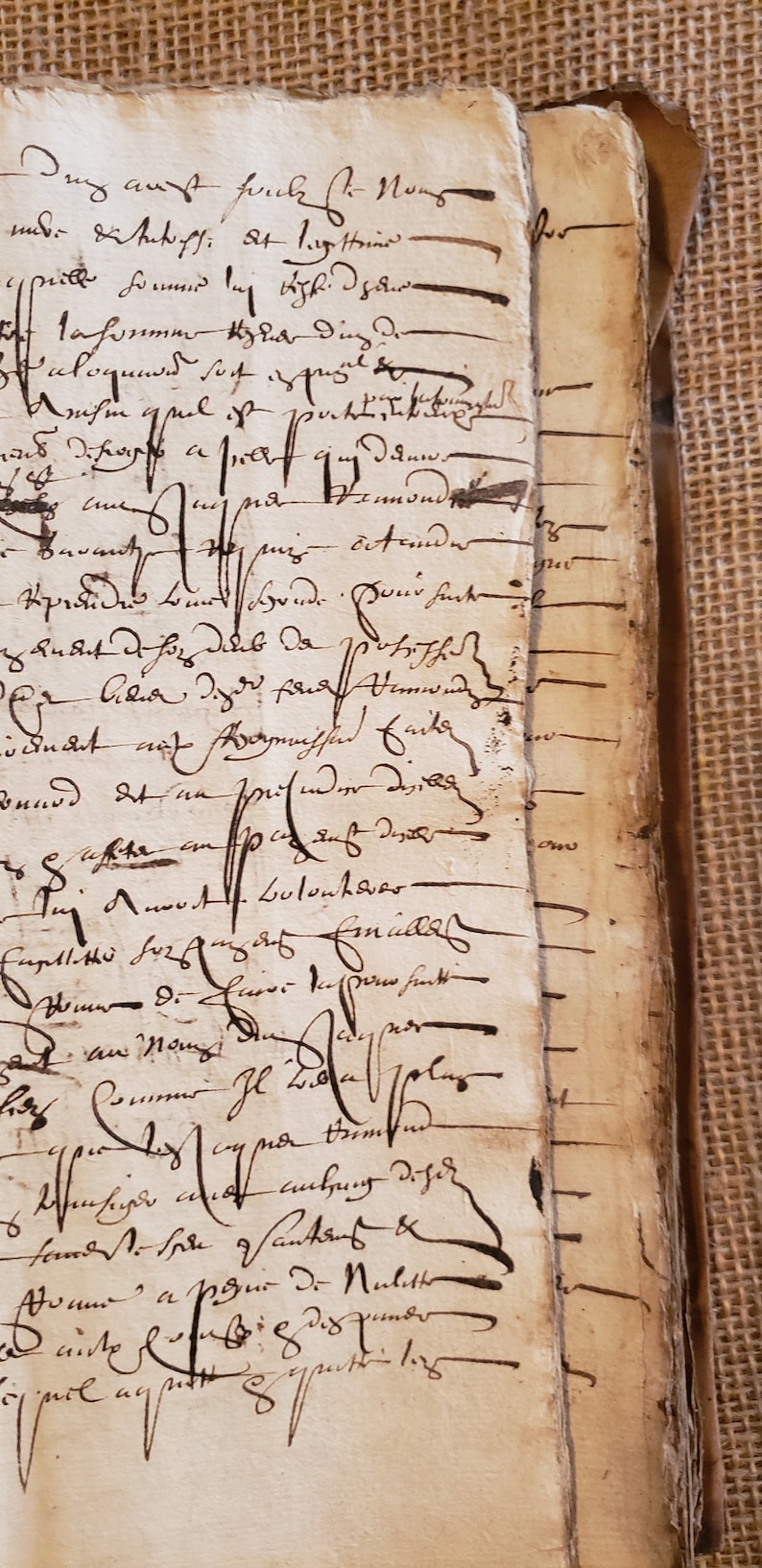 Wow C.1637 Antique French Large Handwritten Page Beautiful Hand Made ...