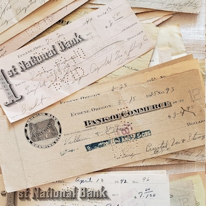 10 Assorted Antique Paper Bank Checks Hand Written Canceled Stamped ...