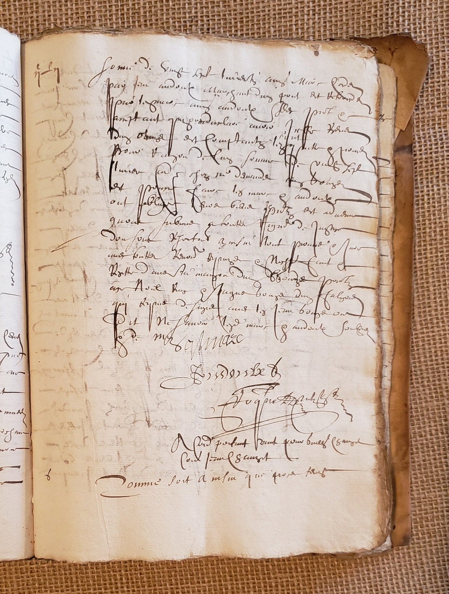 Wow C.1637 Antique French Large Handwritten Page Beautiful Hand Made ...