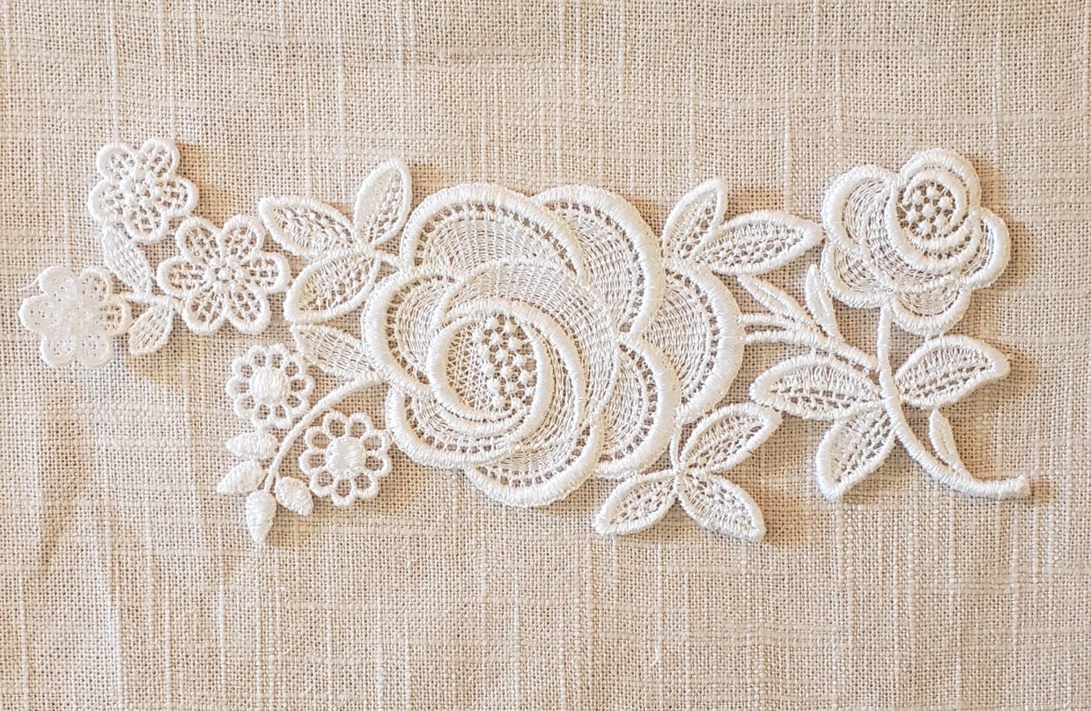 Vintage White Rose Lace Applique, Made in USA (8x3.25") - Etsy