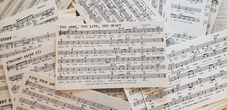 15 Vintage 1940's Tuneadex Sheet Music Index Cards for Junk Journal ...