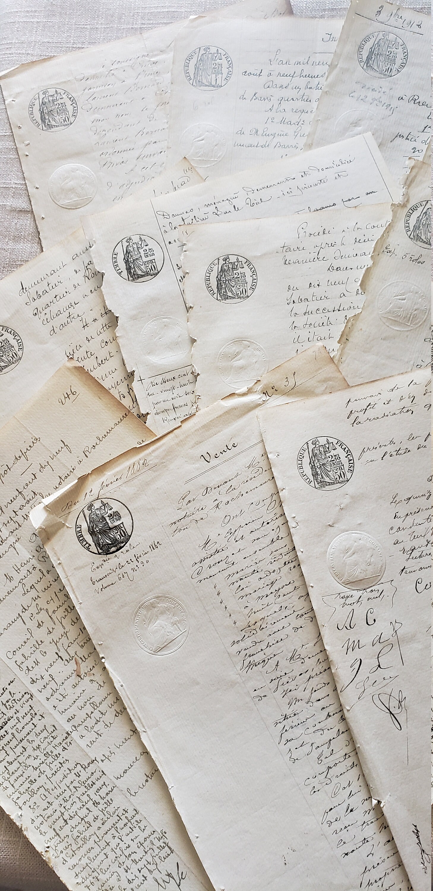 Antique French Legal Documents Set, Hand-lettered Ephemera - Etsy
