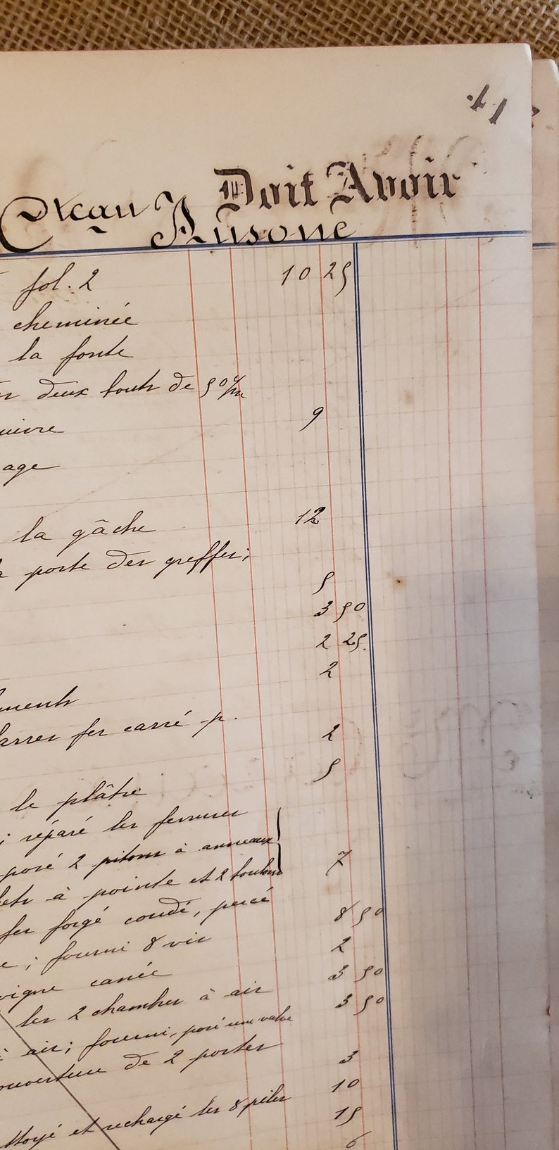 Antique French Large Handwritten Header Ledger Pages Beautiful - Etsy