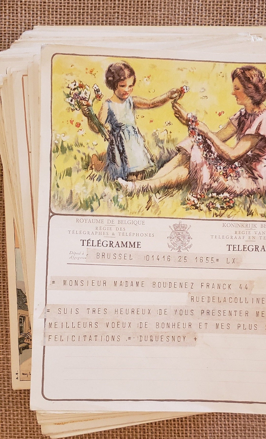 Original Antique European Telegram Various Handwritten or Ticker Tape ...