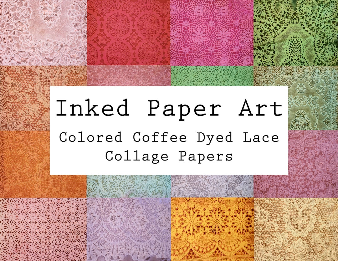 Coffee Dyed Lace Paper, Collage Kit: Junk Journal, Scrapbook (digital ...