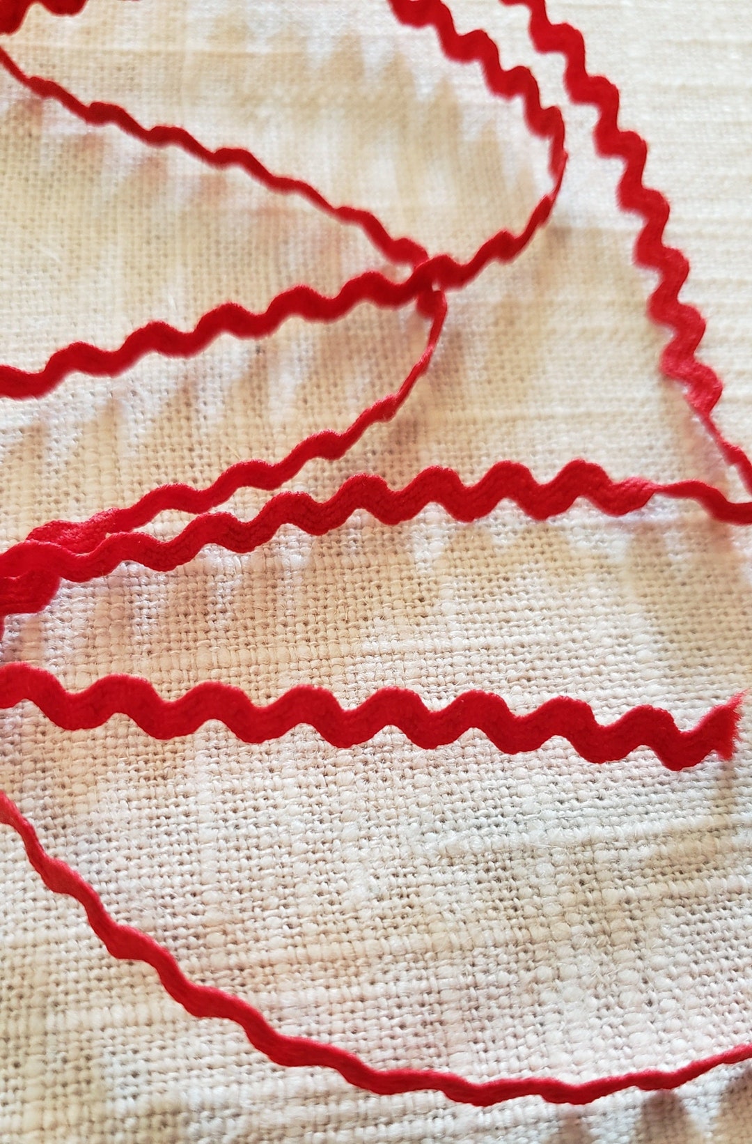 5 YARDS Bright Red Cotton 1/4" Ric Rack Zig Zag Braid Ribbon Trim Rick ...