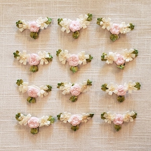 8 Vintage Ribbon Embellishment Applique Pink Rose Flower USA Made ...