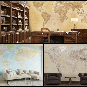 World Map Wall Murals Geography Educational Photo Multi Sizes Wallpaper ...