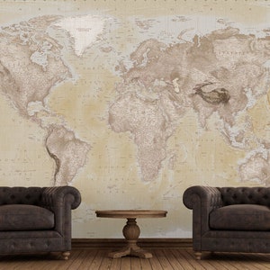 World Map Wall Murals Geography Educational Photo Multi Sizes Wallpaper ...