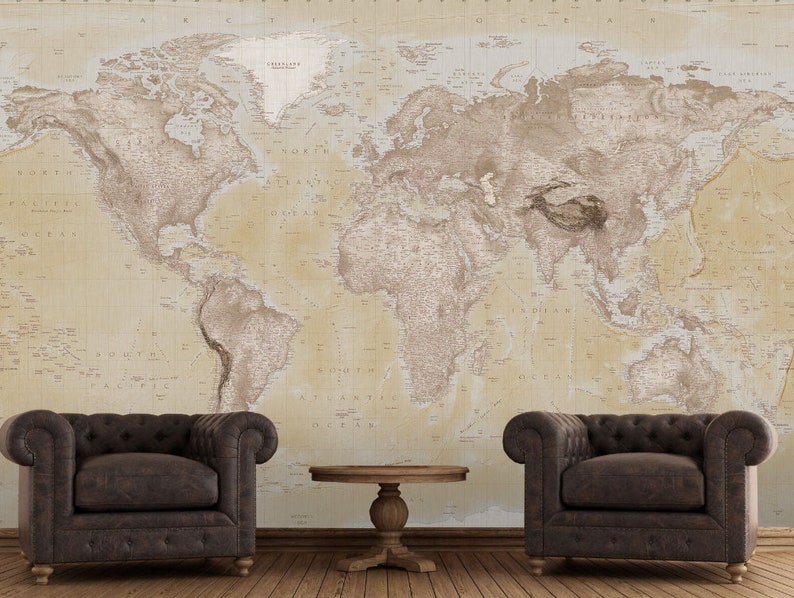 World Map Wall Murals Geography Educational Photo Multi Sizes - Etsy