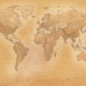 World Map Wall Murals Geography Educational Photo Multi Sizes Wallpaper ...