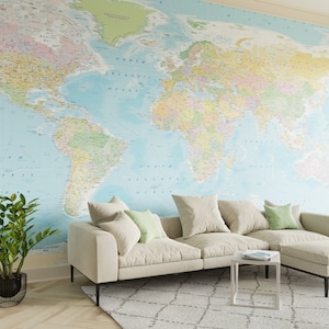 World Map Wall Murals Geography Educational Photo Multi Sizes Wallpaper ...