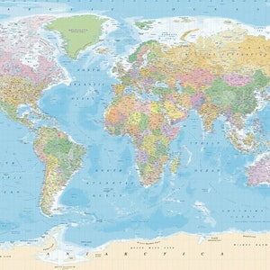 World Map Wall Murals Geography Educational Photo Multi Sizes Wallpaper ...