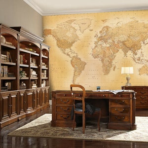 World Map Wall Murals Geography Educational Photo Multi Sizes Wallpaper ...
