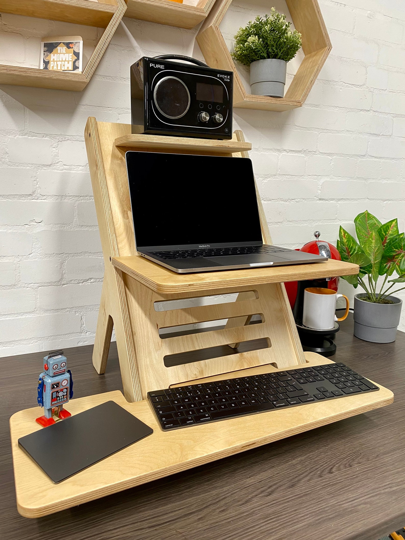 Compact Standing Desk Adjustable Laptop Stand Birch | Etsy