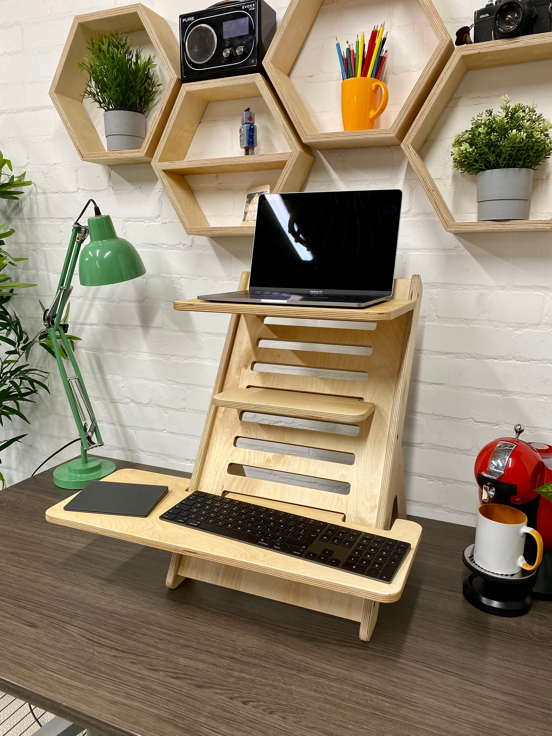 Compact Standing Desk Adjustable Laptop Stand Birch | Etsy