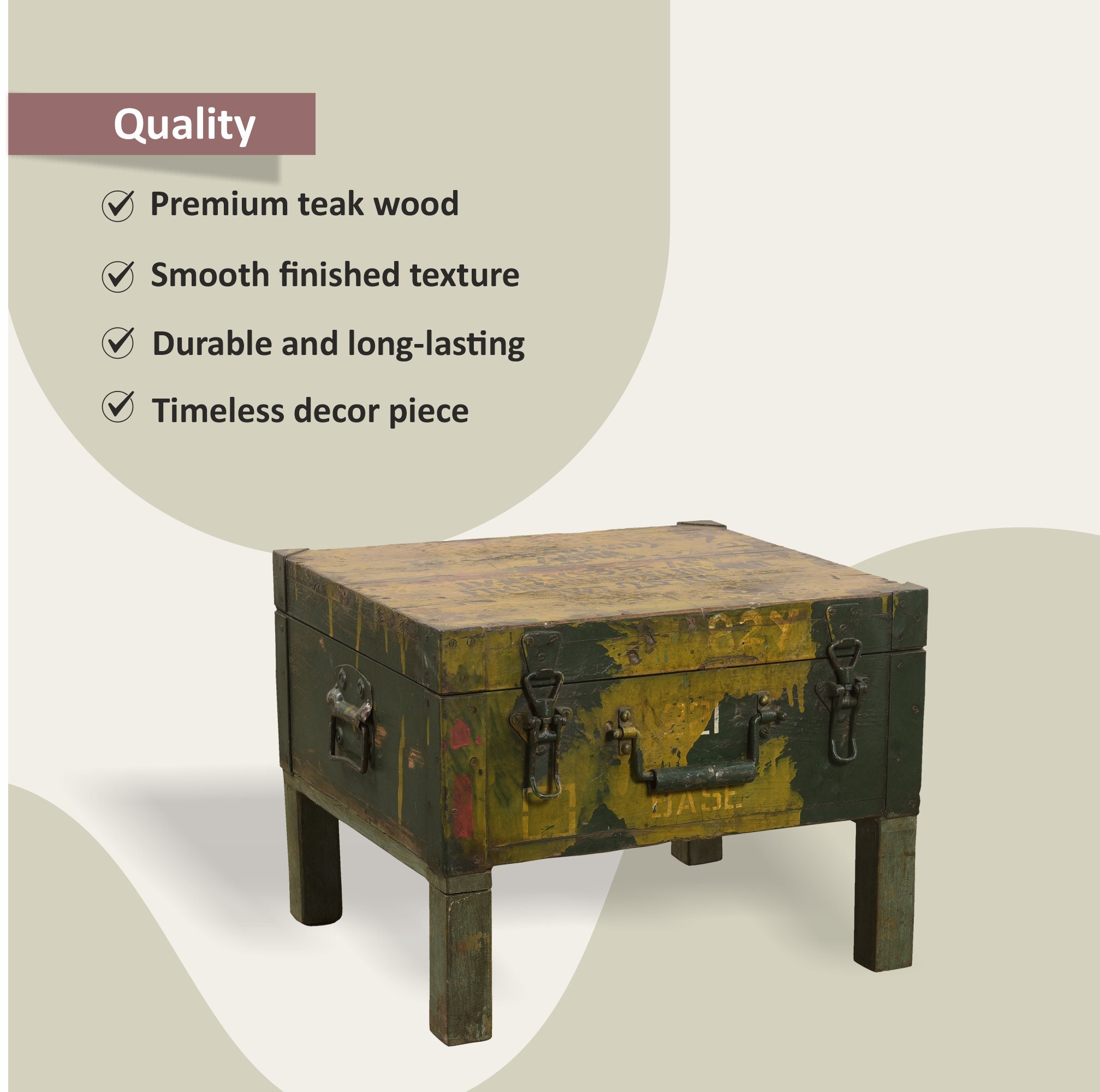 Indian Handmade Old Military Box Vintage Storage Chests Made of TEAK ...