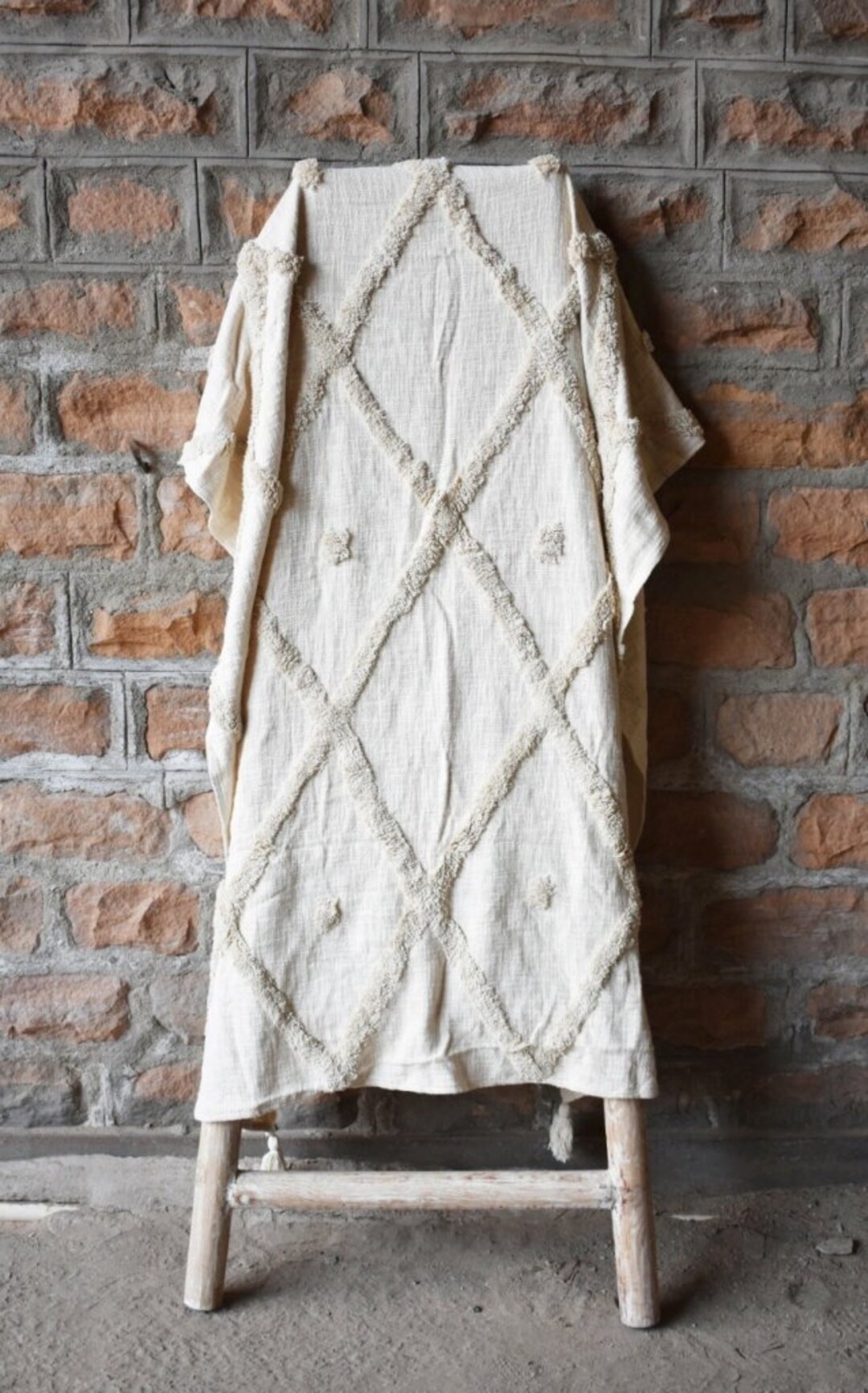 Tufted Bed Throw Dot and Diamond Handmade Blanket Bedspread for Sofa ...