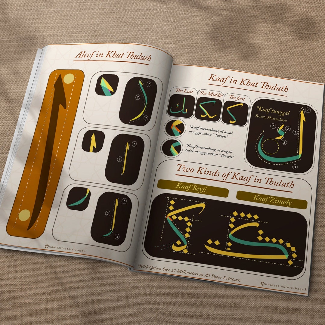Arabic Calligraphy Practice Sheets the Thuluth Script Course - Etsy