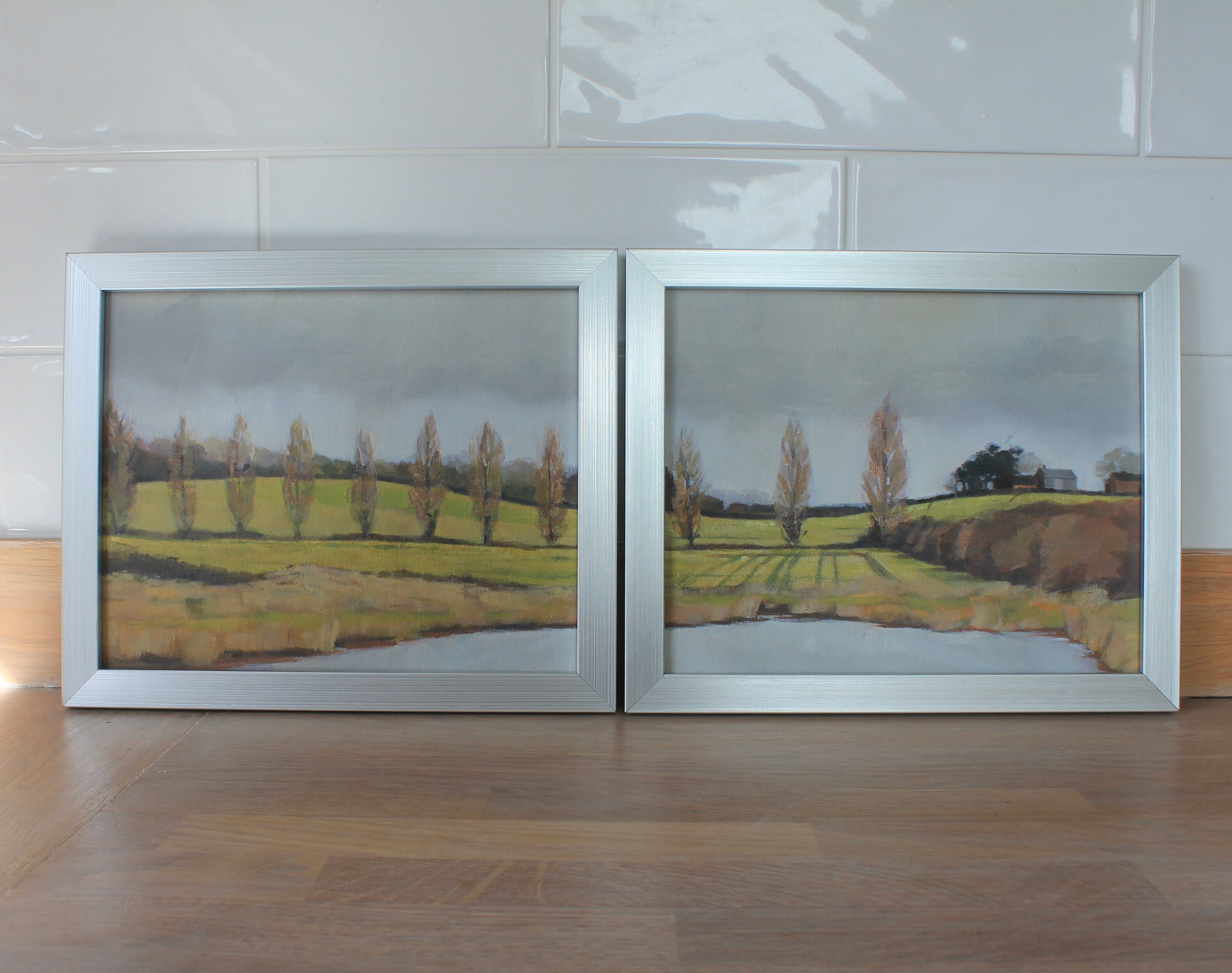 Original Framed Diptych Oil Painting of Levington Lagoon - Etsy