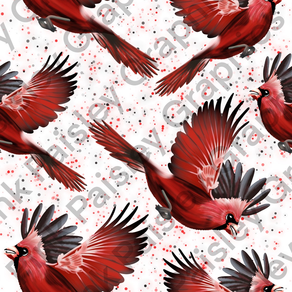 Cardinal Red Bird Seamless Design Digital File | Etsy