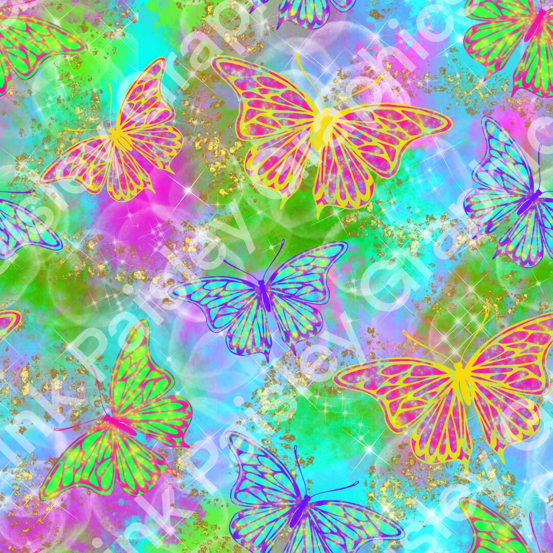 Bright Colorful Butterflies - Neon - Watercolor - Seamless Design - Etsy
