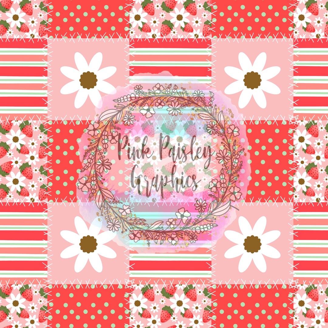 Cottage Core - Patchwork - Strawberry - Fruit - Floral - Seamless ...