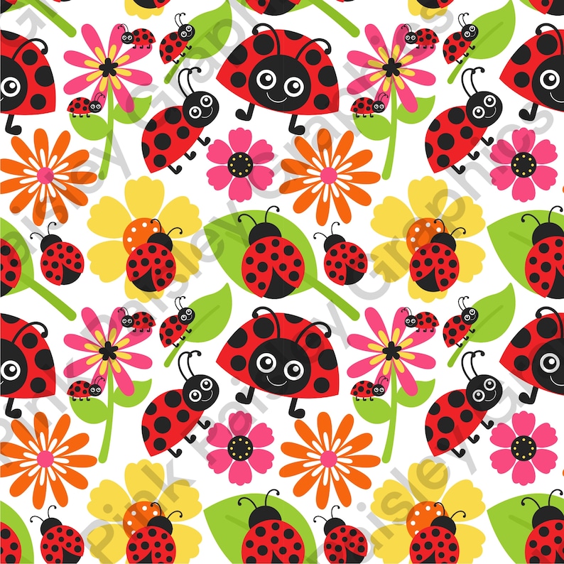 Lady Bug Floral Seamless Design High Res Digital Files - Etsy