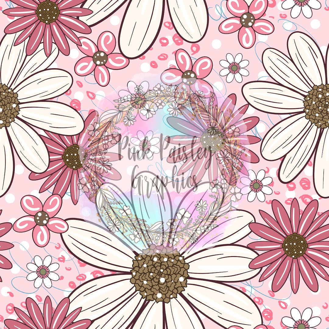 Pink Floral - Daisy - Spring - Floral Arrangement - Seamless Design - Etsy